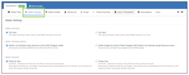 Matter Planning (Build bottom-up estimates or total of Phase budgets ...